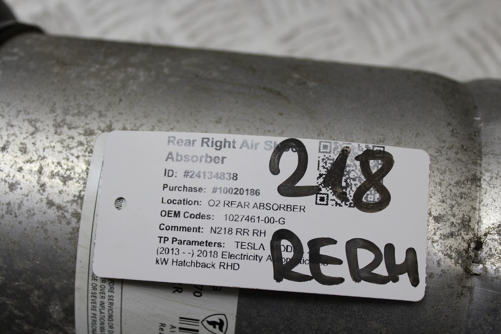 TESLA MODEL X P100D 2018 568kw Rear Right Air Shock Absorber 1027461-00 ...