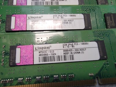 2x Kingston 2GB 2Rx8 PC3-10600U DDR3 RAM Memory Desktop | eBay