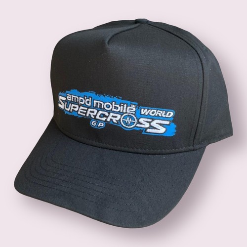 Vintage AMP’d Mobile World Supercross Motocross Dirt Bike Hat 90s Black ...