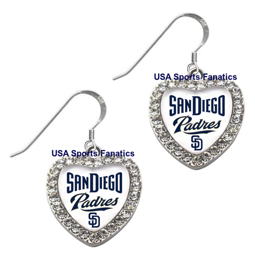 San Diego Padres 925 Necklace or Earrings or Set Team Heart With ...