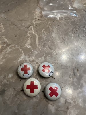Vintage 2 1920 Red Cross Pin Back Button Plus 2 Additional Plain | eBay