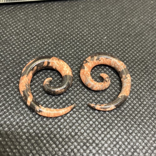 Pair Acrylic Spirals set tapers plugs gauges Natural Animal Print Brown ...