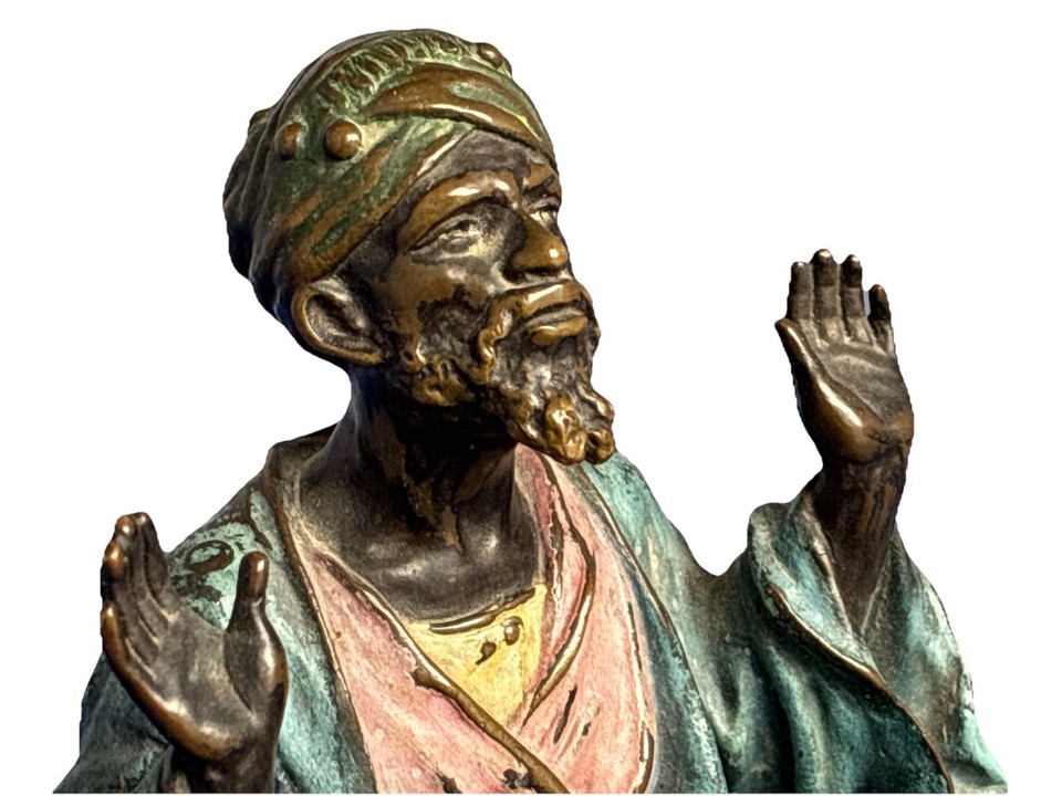 Antique Franz Bergmann, Vienna Cold Painted Bronze Arabic Man Prayer ...