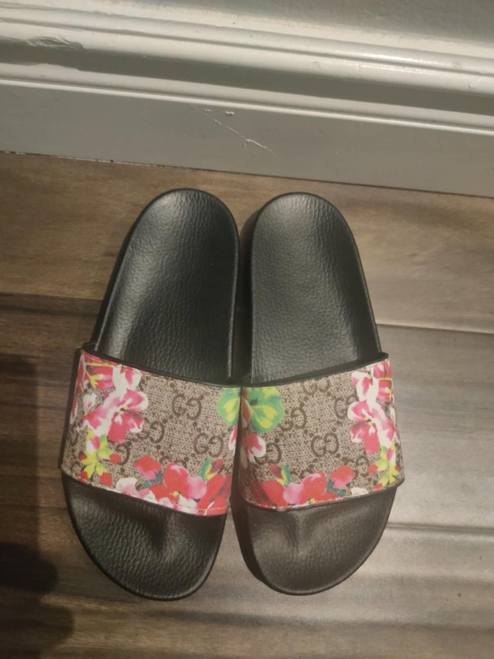 New Gucci GG Bloom Supreme Floral Slides Women’s Size 35 US 5 Authentic ...