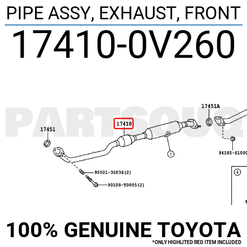 174100V260 Genuine Toyota PIPE ASSY, EXHAUST, FRONT 17410-0V260 | eBay
