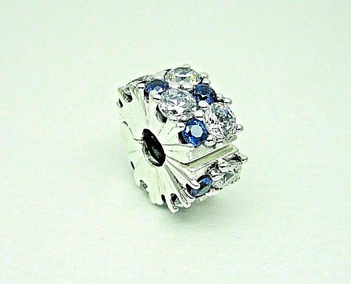 Authentic Pandora #799171C01 Clear and Blue Sparkling Bead Clip | eBay