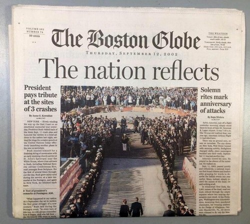 September 12, 2002 ONE YEAR AFTER 911 Boston Globe NEW & COMPLETE ...