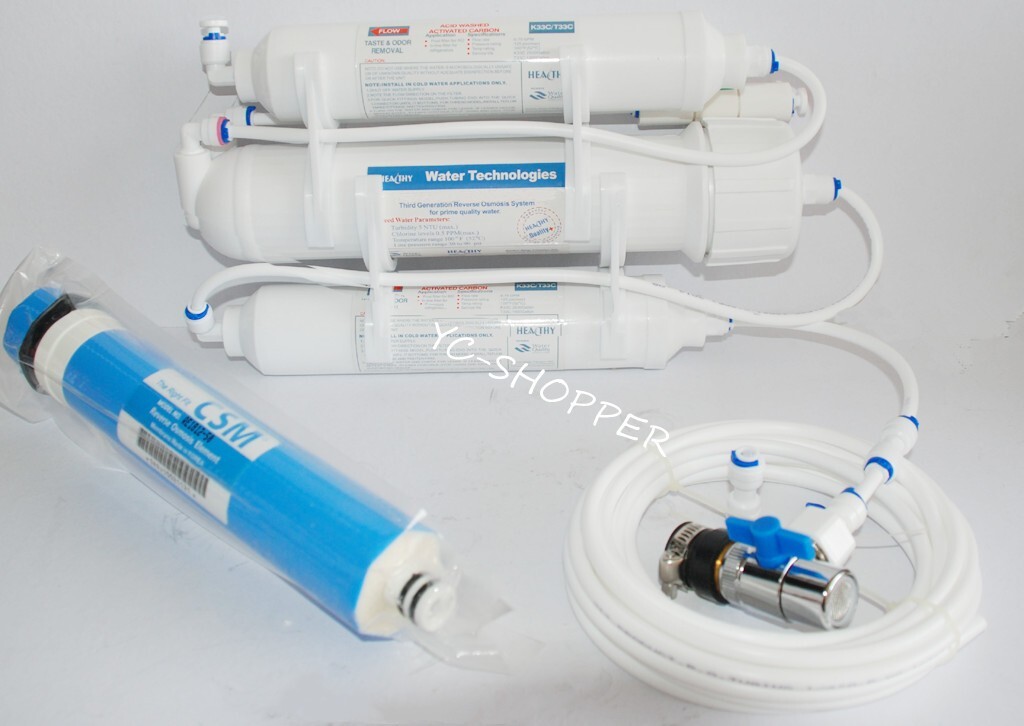 50GPD Portable Reverse Osmosis RO Water Filter Purifier + Membrane ...