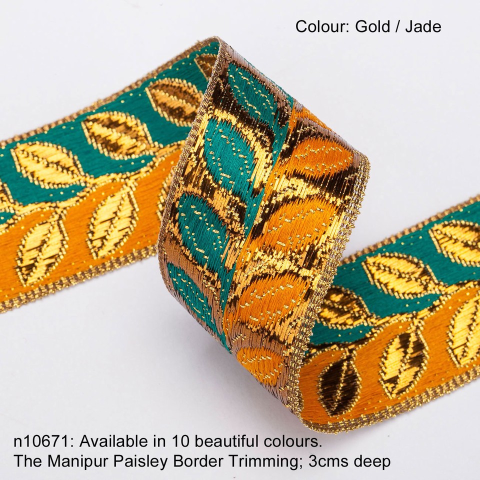Neotrim Paisley Vine Ribbon Trimming, Vintage Gold Metallic 4cm,Home ...