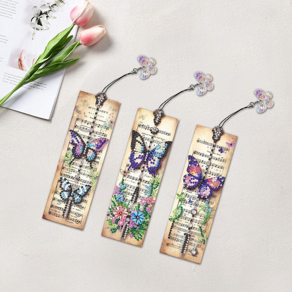 3Pcs Special Shape Letter Flower Diamond Painting Bookmark Diamond Art ...