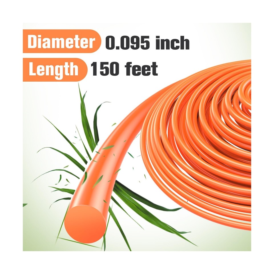String Trimmer Line .095", 150 Feet Weed Eater String, Round Trimmer ...