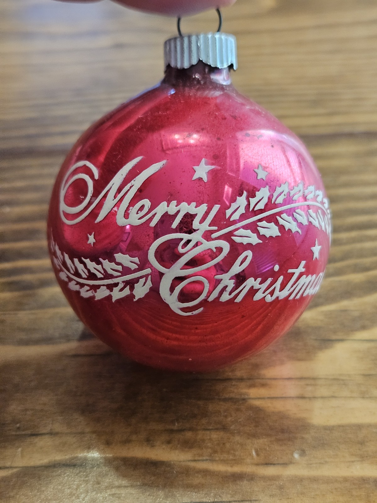 Vintage Mercury Glass "Merry Christmas" Stencil Ornament Shiny Brite ...