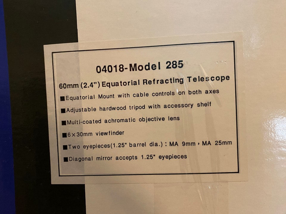 Meade 60 mm Equatorial Refracting Telescope w/Tripod Model 285 LOCAL ...