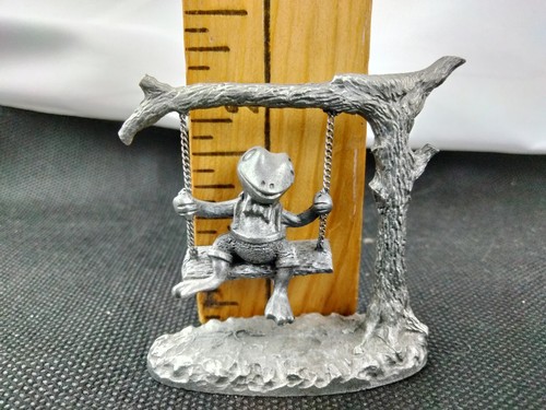 Spooniques Pewter Figure - Frog Swinging on Tree | eBay