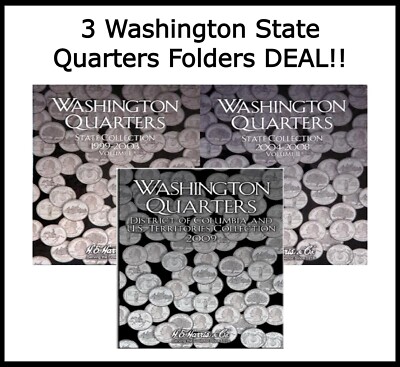 3 Harris Coin Folders Set Collection For Washington State Quarters Nos ...