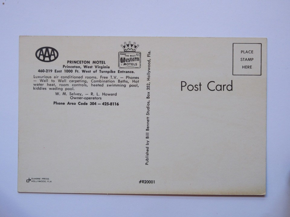 Princeton Motel Pool View in Princeton West Virginia Vintage Chrome ...