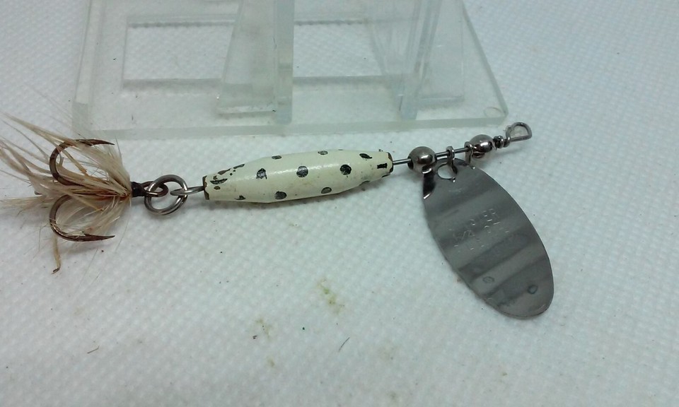 Vintage Glen L Evans SHYSTER White/Black 1 1/8" Inline Spinner Fishin 1 ...