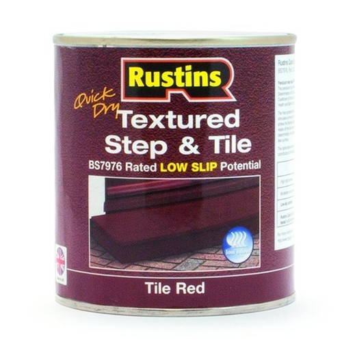 Rustins Quick Dry Textured Step and Tile Paint Red 500ml BS7976 Rated ...