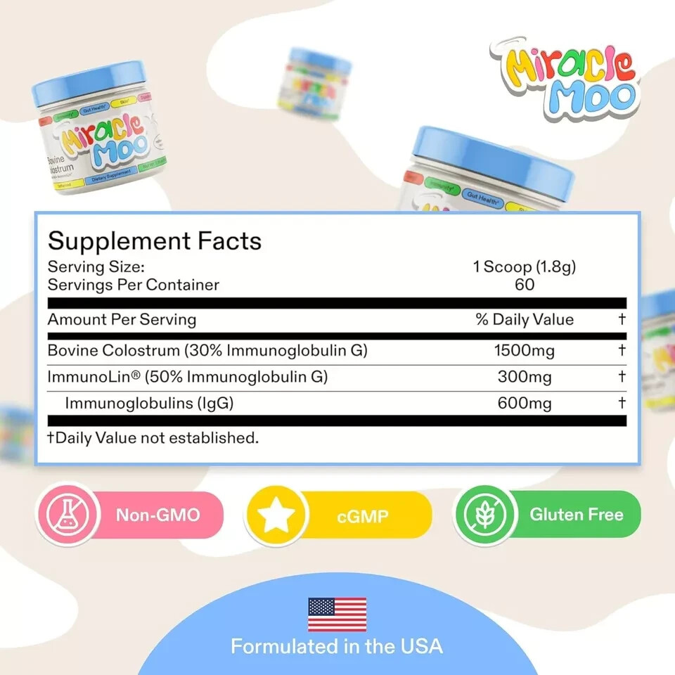 Miracle Moo Mother Natures Bovine Colostrum grassfed+ immunolin ...