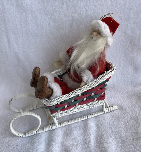 German SANTA enjoying SLEIGH Ride in his Vintage Christmas Decor Sled ...