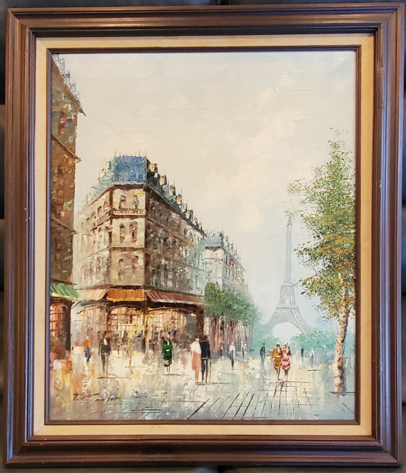 Vintage T. Carson Oil on Canvas Eiffel Paris Street Scene Painting ...