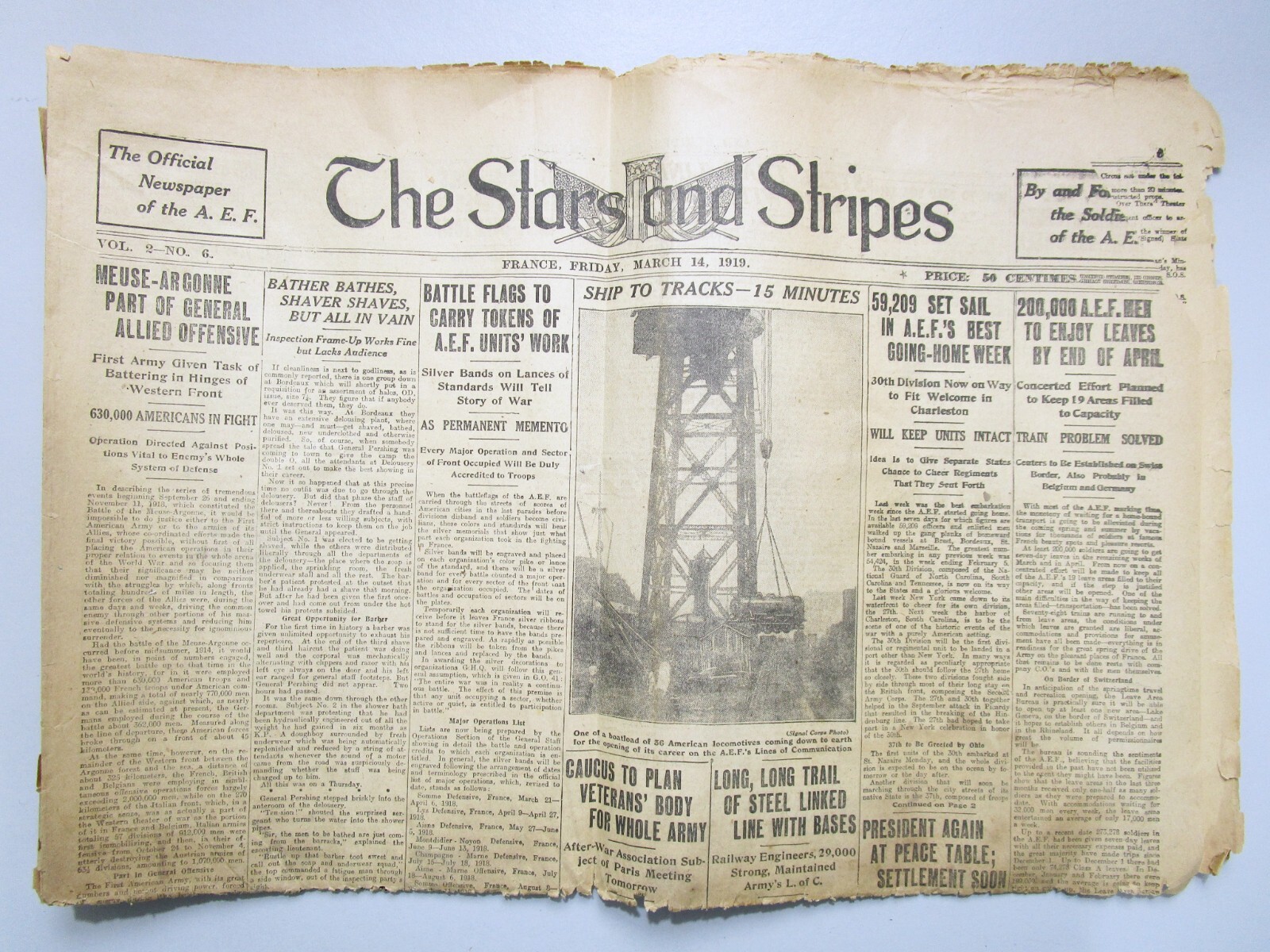 Vintage Newspaper The Stars and Stripes Friday March 14 1919 | eBay