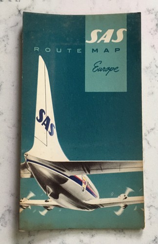 VINTAGE SAS AIRLINE EUROPE EUROPEAN ROUTE MAP BROCHURE SCANDANAVIAN ...