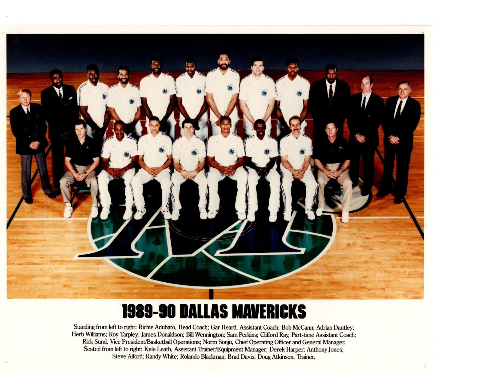 1989 1990 DALLAS MAVERICKS 8X10 TEAM PHOTO BASKETBALL NBA TEXAS USA HOF ...