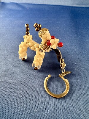Vintage Poodle Dog Keychain Beads White And Red MCM With keychain ...