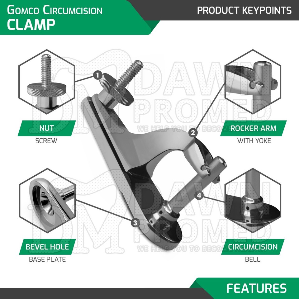 Gomco Circumcision Clamp 5 Pcs Set 1.1, 1.2, 1.3, 1.4, 1.6cm Instrument ...