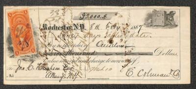 USA R69c REVENUE STAMP PROMISSORY NOTE ROCHESTER NEW YORK 1867 | eBay
