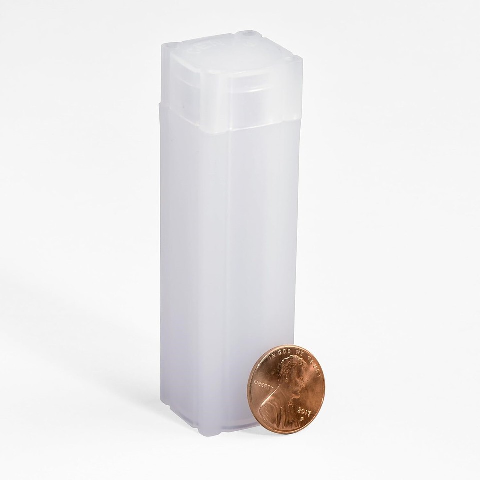 100 US Cent Penny Square Coin Tubes Archival Long Term Storage w Box ...