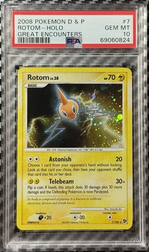 2008 Pokemon D&P Great Encounters # 7 Rotom Holo PSA 10 Card GEM MINT ...