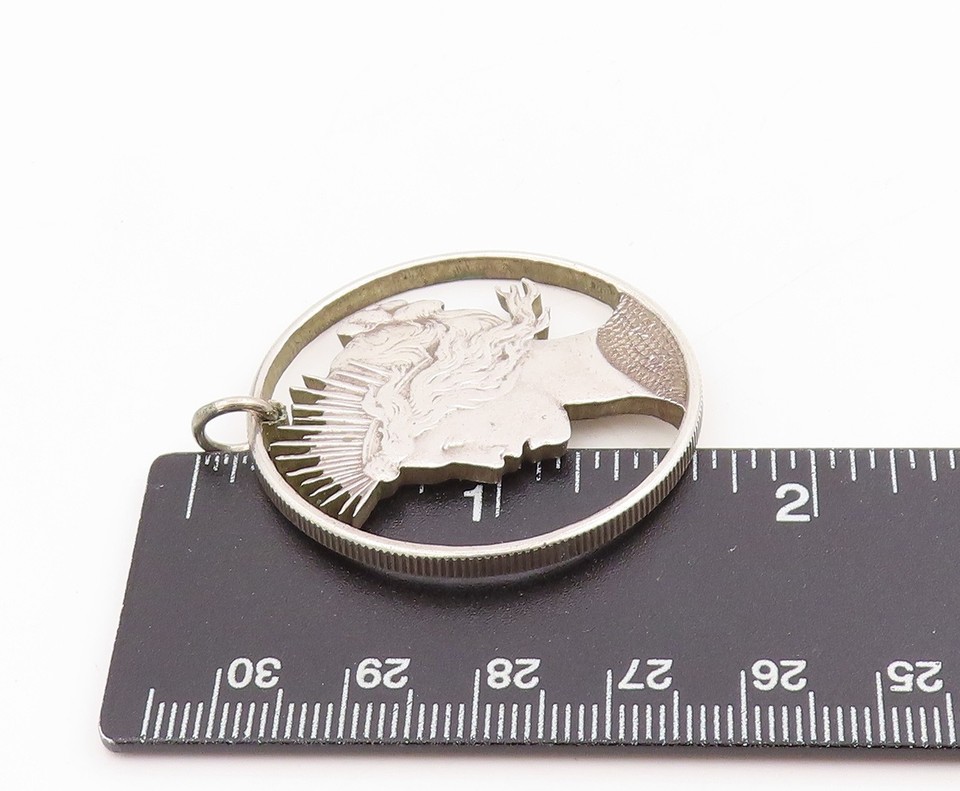 925 Sterling Silver Vintage Pendant Lady Liberty Profile Dollar Cut Out ...