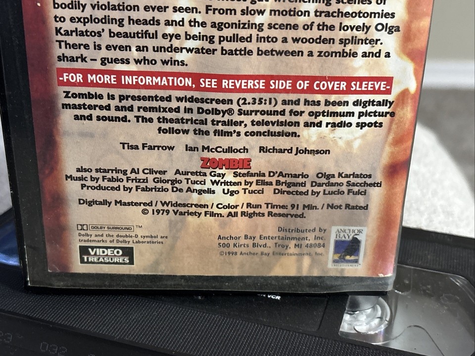 Vintage VHS Zombie The Dead are Among Us 1979 (1998) Lucio Fulci HORROR ...