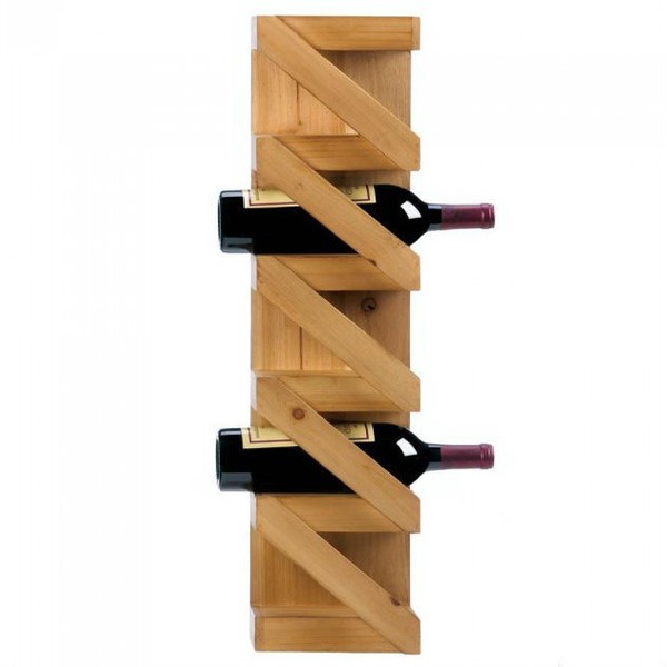 Wooden Zig Zag Wine Bottle Holder Wall Mount Rack for 5 Bottles Pine ...