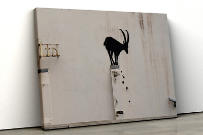 Banksy Black Goat Canvas security camera goat famous Wall Art Print ...