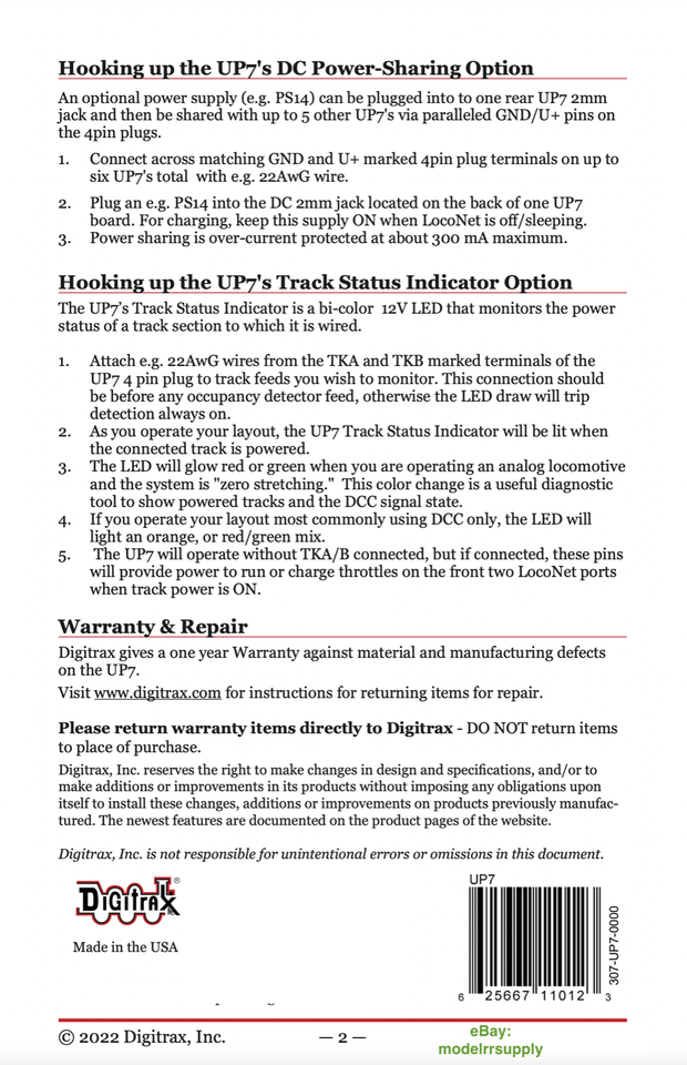 Digitrax UP7 LocoNet Universal Panel (replaced UP5) | $5 Offer | eBay