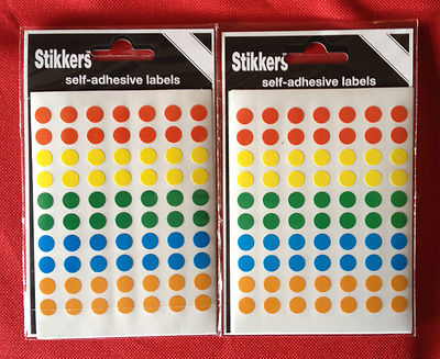 700 (2Packs) Sticky Coloured Dots 8mm Stickers Round Adhesive Spot ...