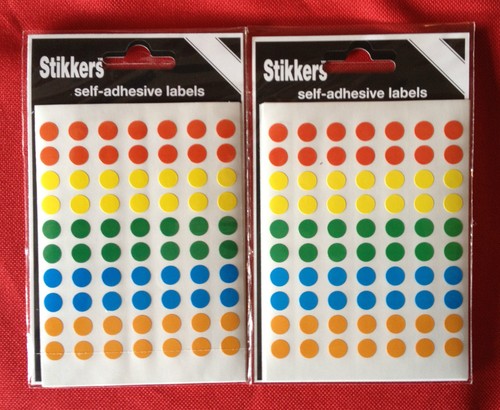 700 (2Packs) Sticky Coloured Dots 8mm Stickers Round Adhesive Spot ...
