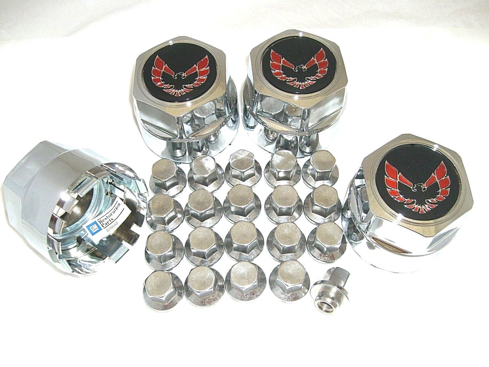 67-81 TRANS AM 17 X 9 BLACK SNOWFLAKE WHEEL KIT! w NEW RED LOGO CAPS ...