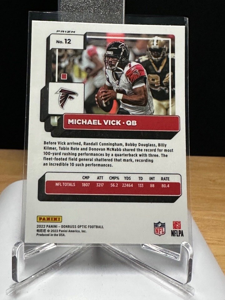 Michael Vick 2022 Optic 🔥 FIRE Prizm SSP Donruss Falcons SP NFL Insert ...