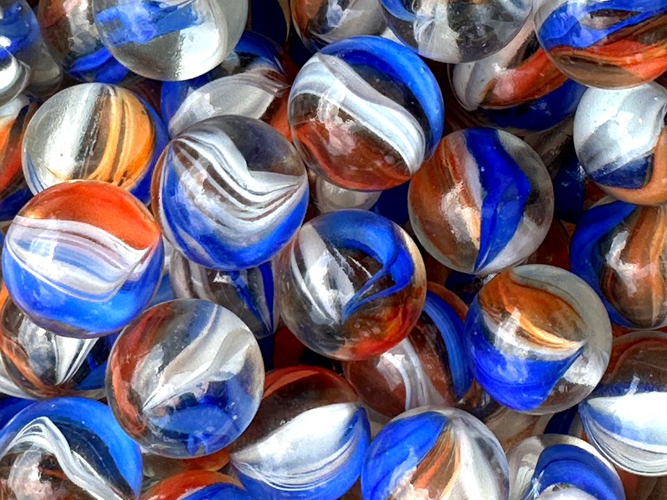 RED WHITE BLUE Cats Eye Cat Eyes Glass Marbles 22mm (7/8 inch) SHOOTER ...