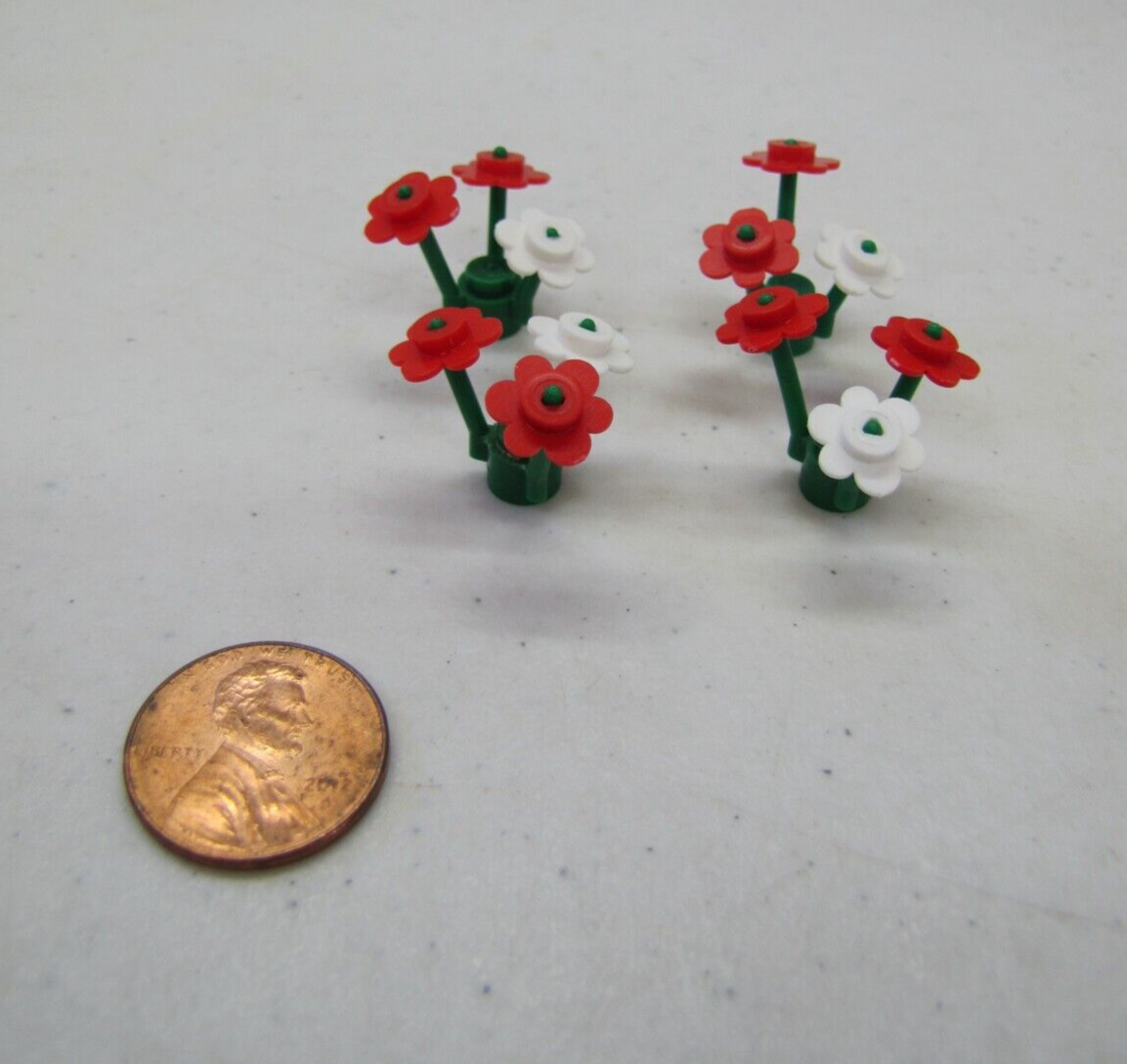 Lego 4 Flower Stems with Flowers Red and White NATURE CITY FLOWERBED | eBay