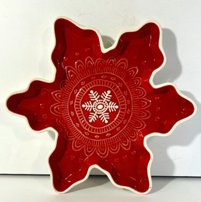 Hallmark Red and White Snowflake Shaped Dish | eBay