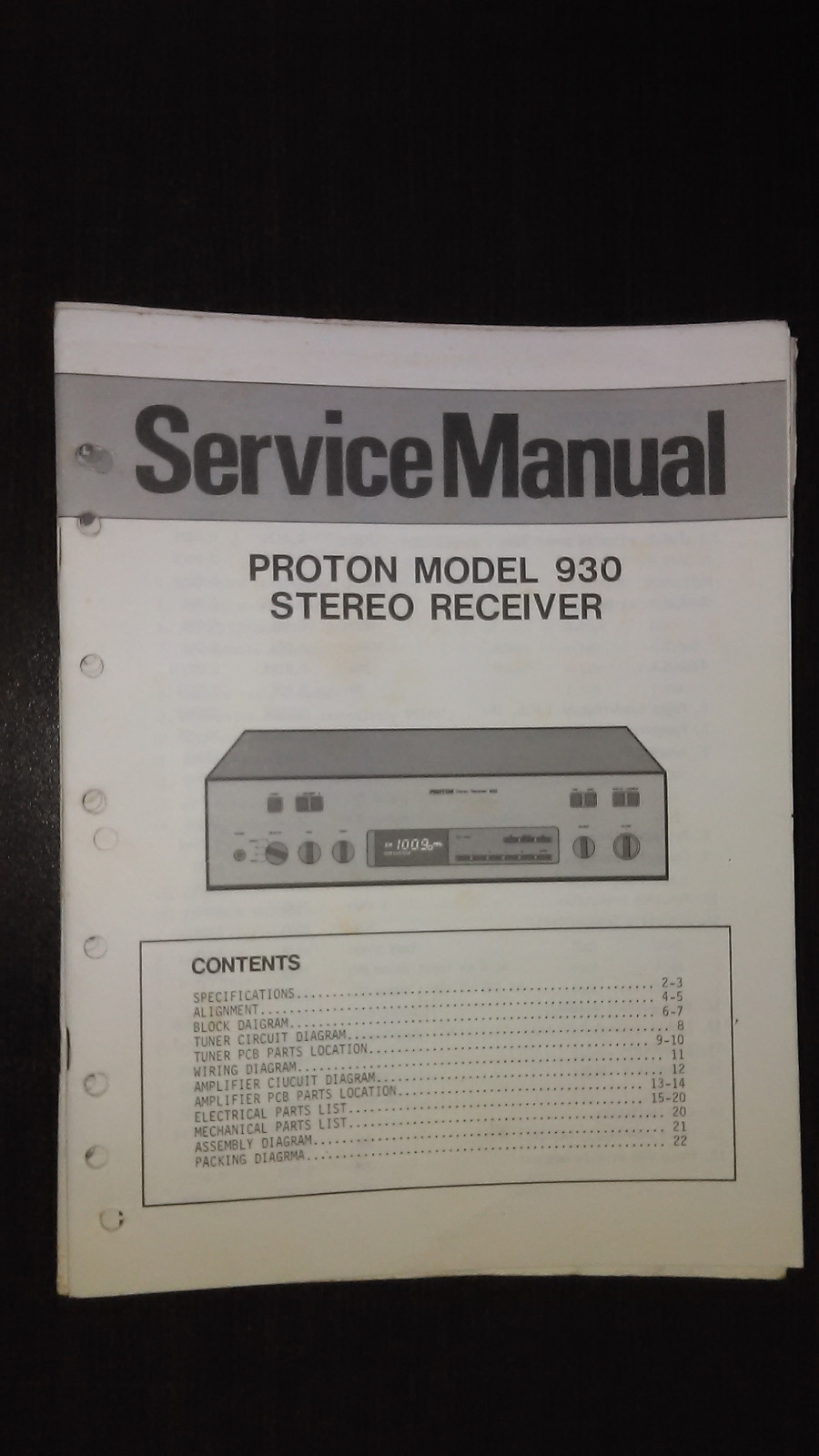 Proton 930 service manual repair schematic original book stereo ...