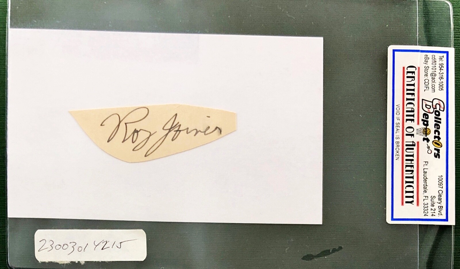 ROY JOINER BASEBALL AUTOGRAPHED CUT WITH COA NEW YORK GIANT | eBay