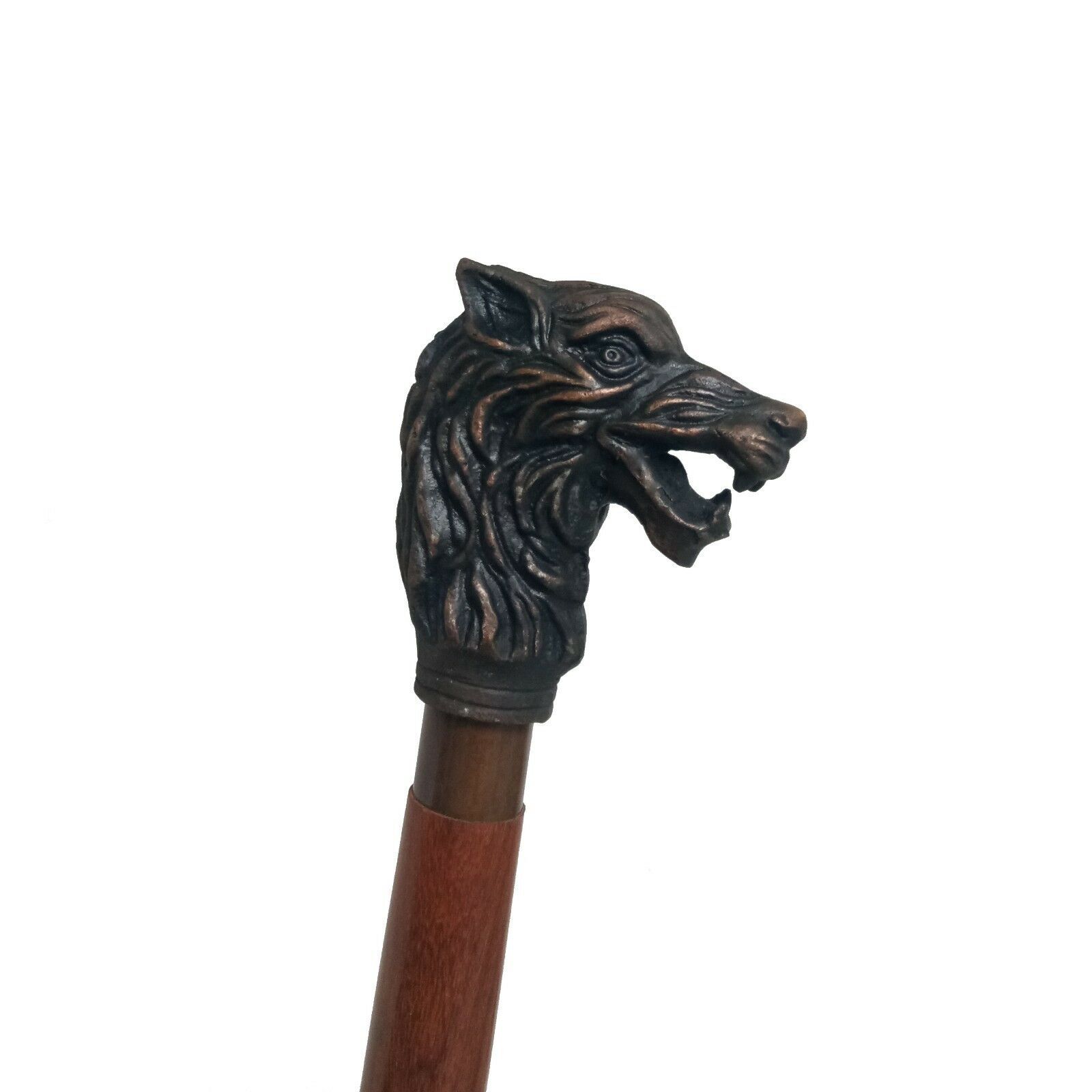 Antique Wolf Handle Vintage Style Solid Aluminum Walk… - Gem