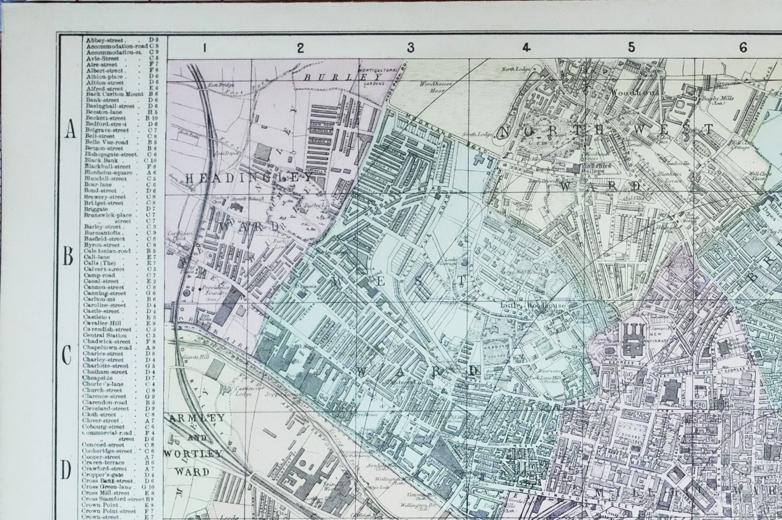 1883 LARGE MAP PLAN LEEDS RAILWAY STATION HOLBECK WARD WORTLEY BANK ...
