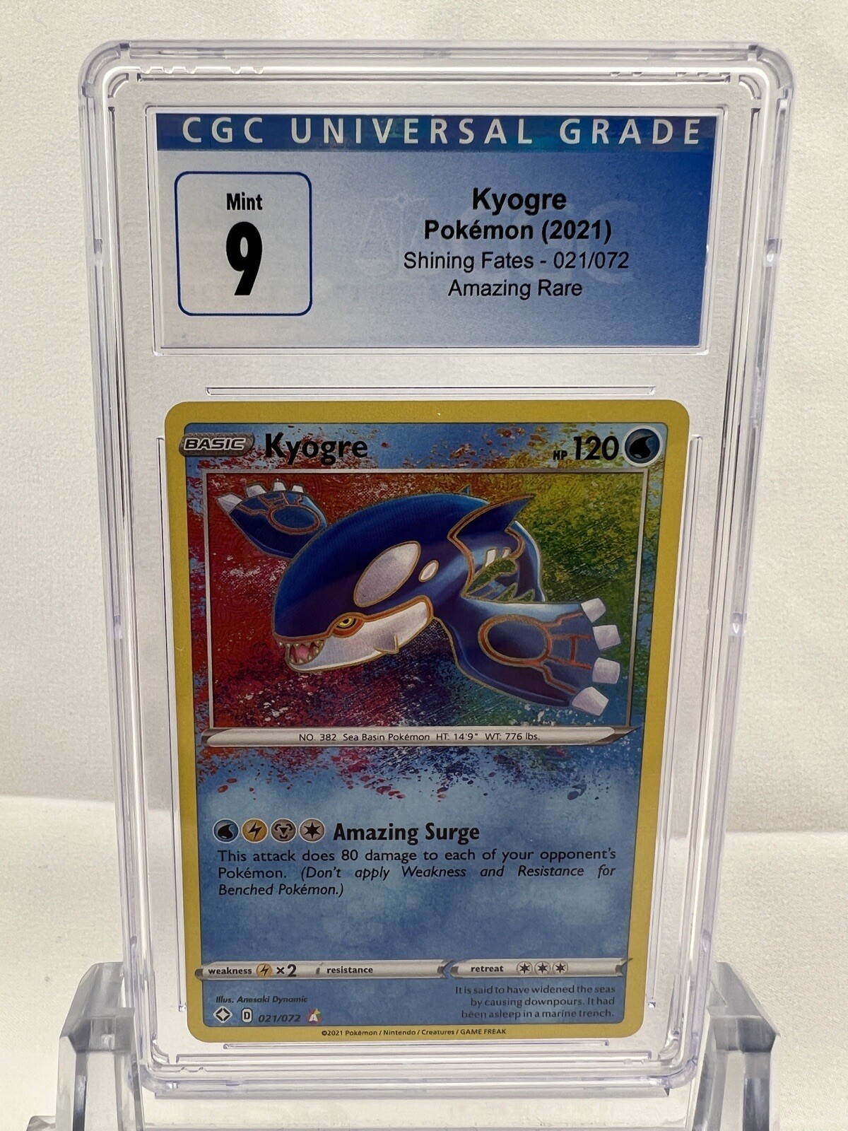 Kyogre 021/072 Shining Fates Amazing Rare Holo 2021 Pokemon Card CGC ...
